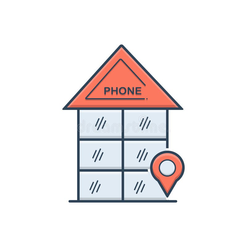 Color Illustration Icon for Phone Booth, Location and Telephone Stock ...