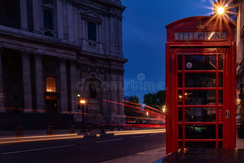 Phone Booth at Night. Long Exposure with Dream Factor Editorial Photo ...