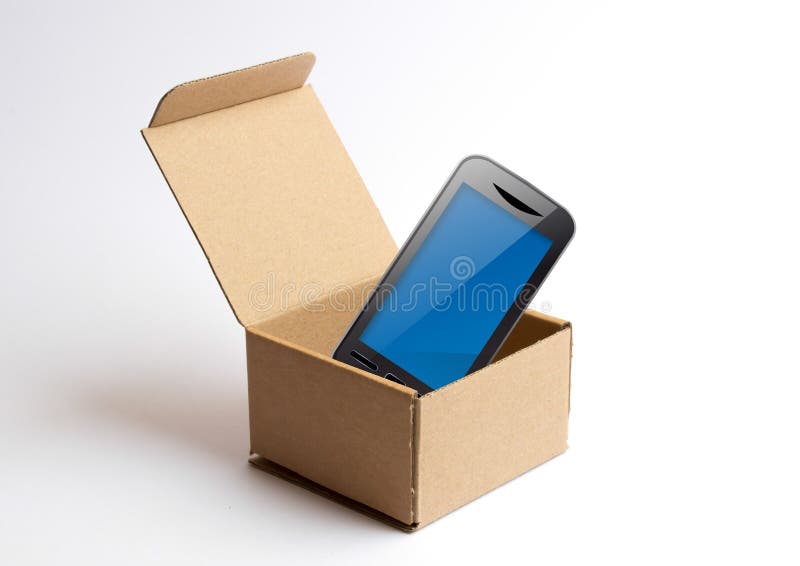 Smart Phone Cardboard Packaging Box Stock Photo - Image of case ...