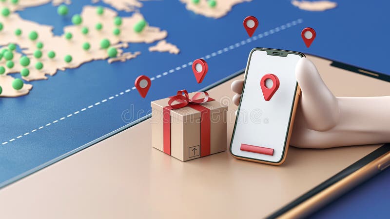 Phone and Box, Delivery and Logistics Concept Stock Illustration ...