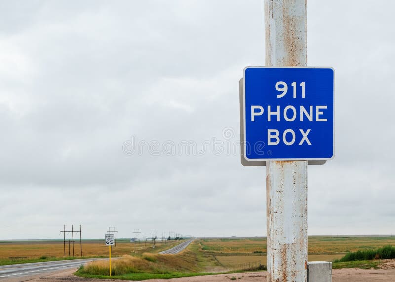 911 Phone Box Road Sign on Side of a Countryside Road Stock Image ...