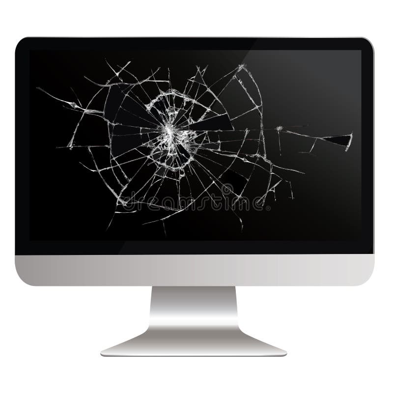 Broken Computer Monitor Icon, Cartoon Style Stock Vector - Illustration ...