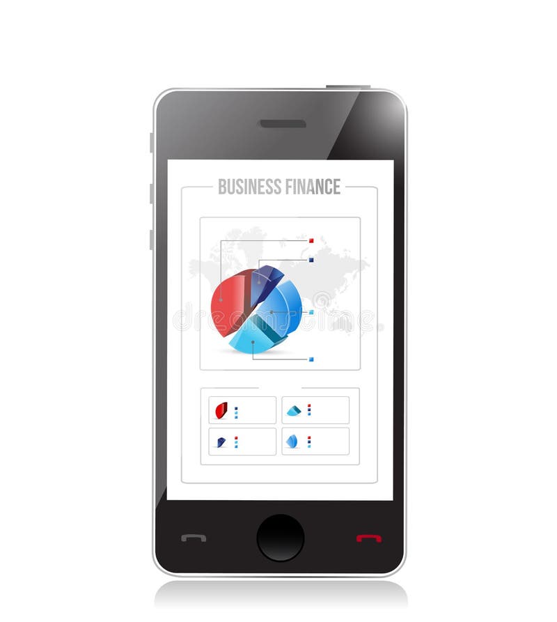Phone with Business Finance Graphics on Screen. Stock Illustration ...