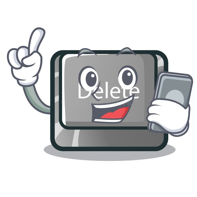 With Phone Button Delete Isolated with the Character Stock Vector ...