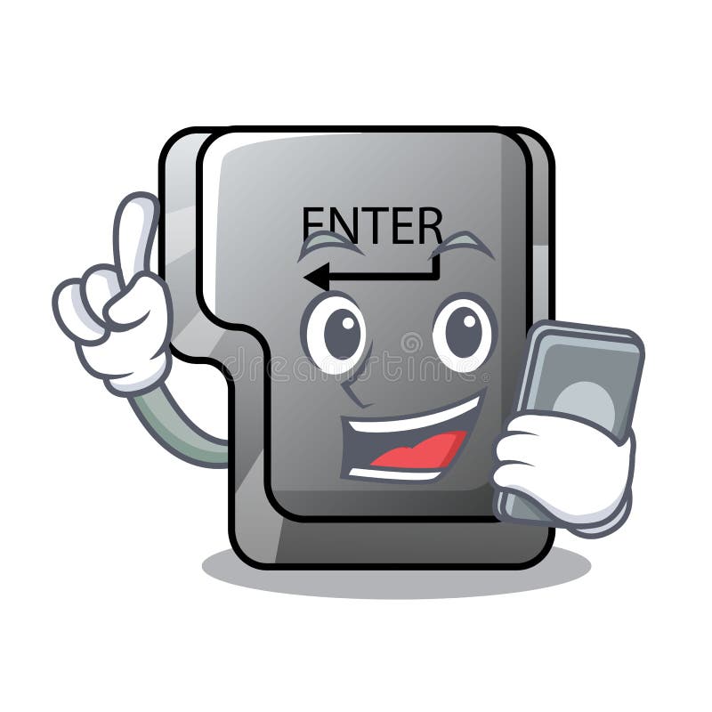 With Phone Button Enter in the Shape Mascot Stock Vector - Illustration ...