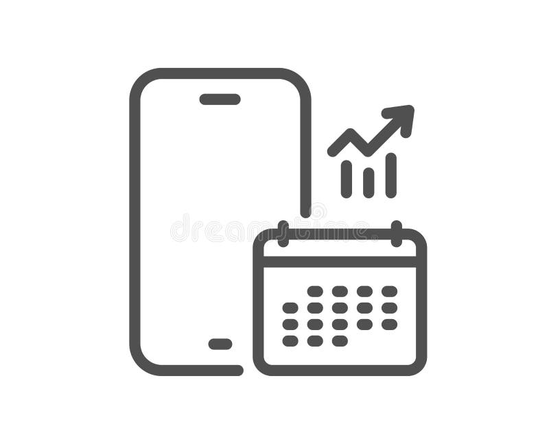 Phone Calendar Line Icon. Smartphone App Sign. Vector Stock Vector ...