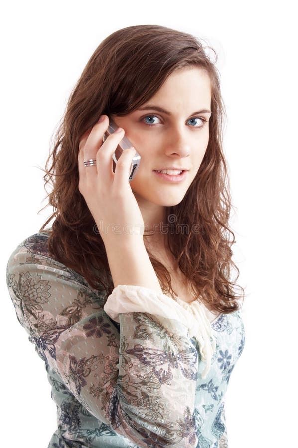 Phone call stock image. Image of hold, portrait, brunette - 2222971
