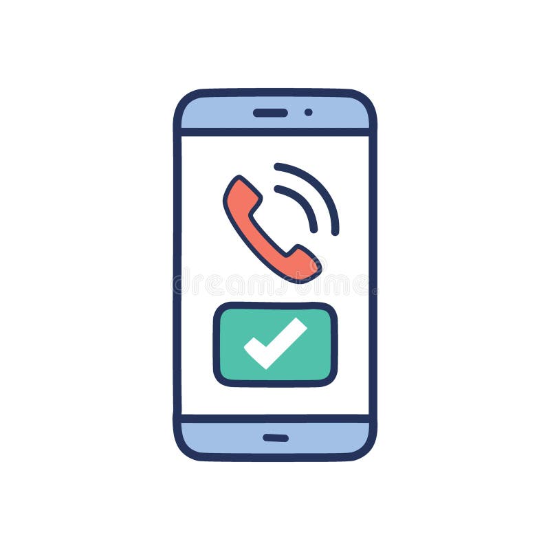 Phone Call Accepted. Smartphone Screen Displaying a Ringing Phone with ...