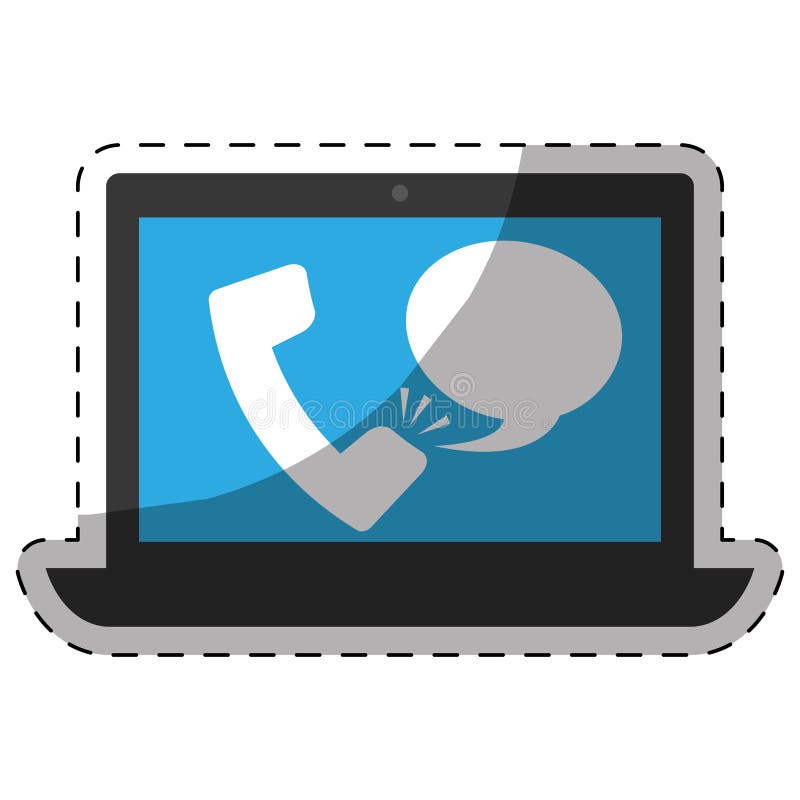 Phone Call with Computer Digital Telecommunication Icon Image Stock ...
