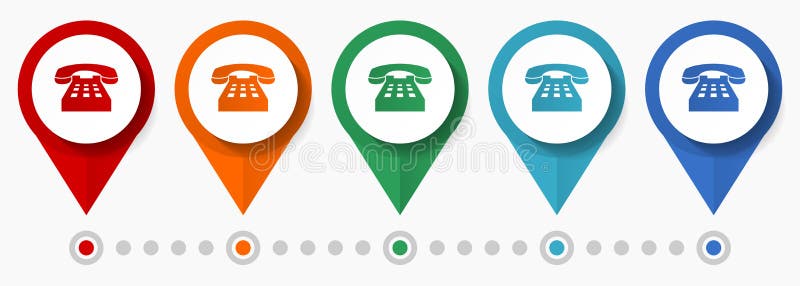 Phone, Call Concept Vector Icon Set, Flat Design Pointers, Infographic ...