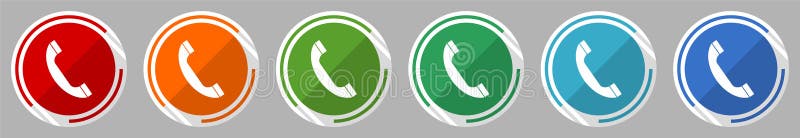 Phone, Call, Contact Icon Set, Vector Illustration in 6 Colors Options ...