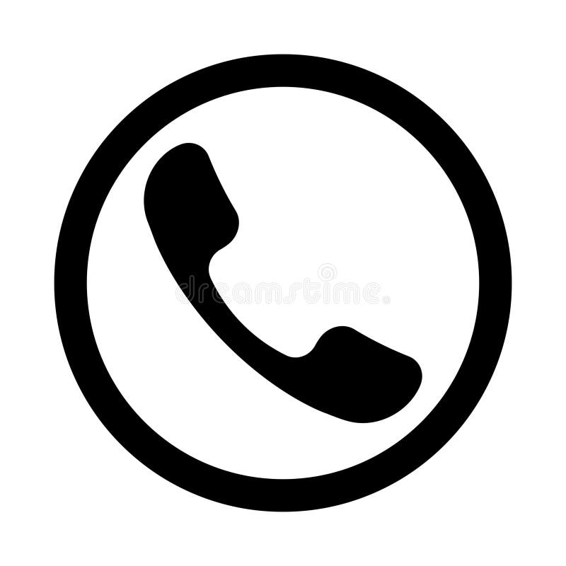 Phone Call Icon. Black Telephone Symbol. Circular Button Design. Simple ...
