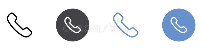 Phone Call Icon Flat Set in Black and White Color Stock Vector ...