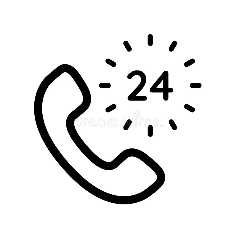 Phone Call Icon. 24 Hours Support Online by Phone Call Stock Vector ...