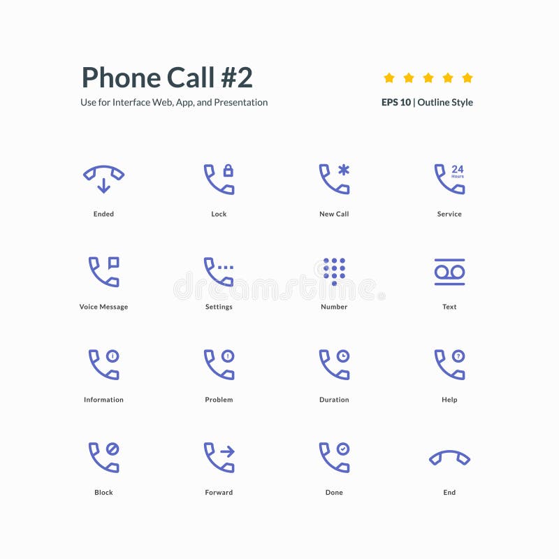 Phone Call Icon Set Interface App Part 2 Vector Graphic Design ...
