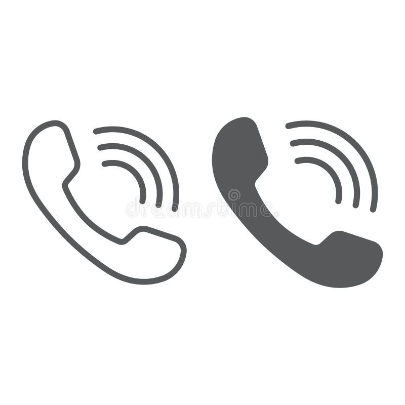 Phone Call Line Icon, Incoming and Vintage Stock Vector - Illustration ...