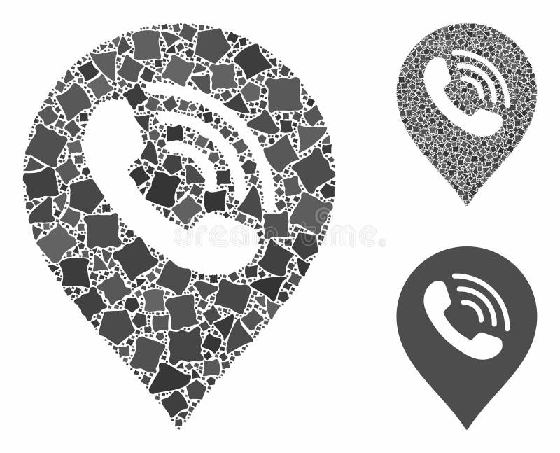 Phone Call Marker Mosaic Icon of Ragged Elements Stock Illustration ...