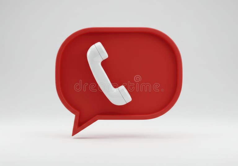 Phone Call Notification Icon Render with Red Speech Bubble Stock ...