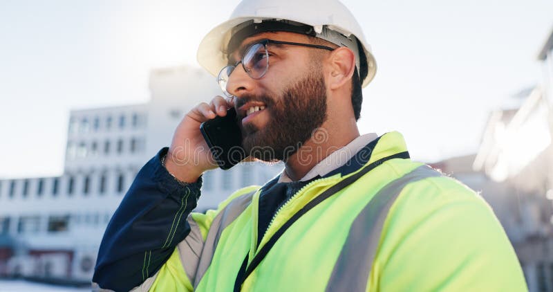 Phone Call, Planning and Construction Engineer on Site with ...