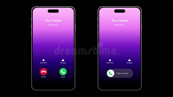 Phone Call Screen Interface. Incoming Call Template on Smartphone ...