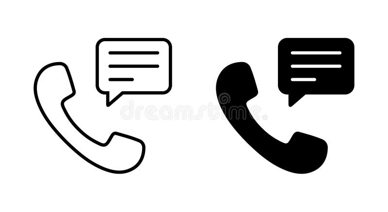 Phone Call with Speech Bubble Icon. Handset with Chat Bubble Vector ...