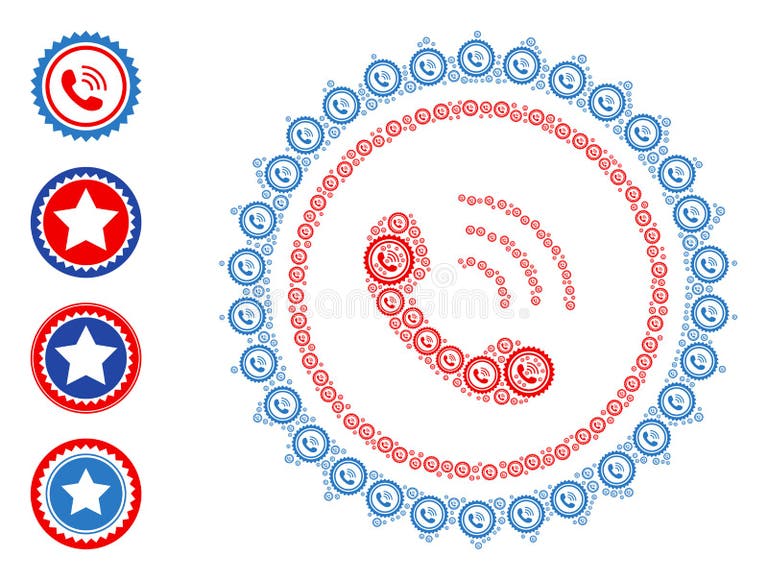 Phone Call Stamp Seal Recursive Mosaic of Self Items Stock Vector ...