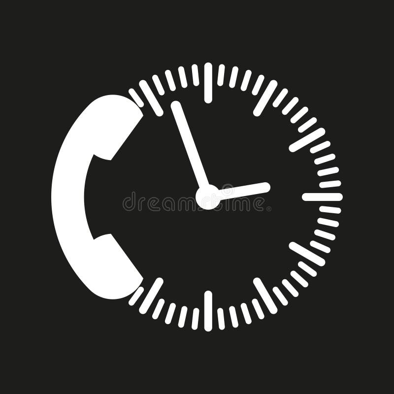 Phone Call Timing Icon. Clock and Telephone Symbol. Communication Time ...