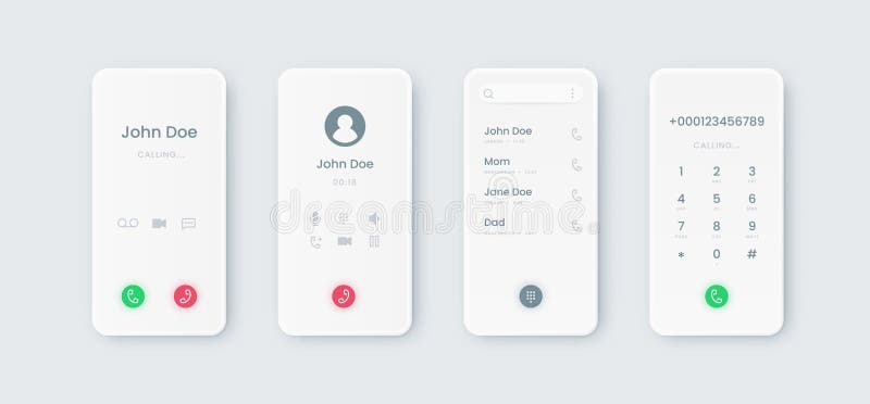 Phone Call UI. Incoming Touchscreen Interface Mockup with Dial ...