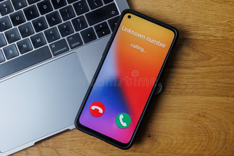 Phone Call from Unknown Number. Stranger Call on Phone Concept Stock ...