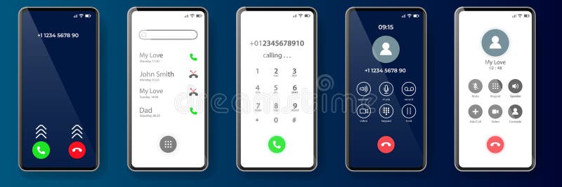 Phone Calling App. Smartphone with Call in Screen Stock Vector ...