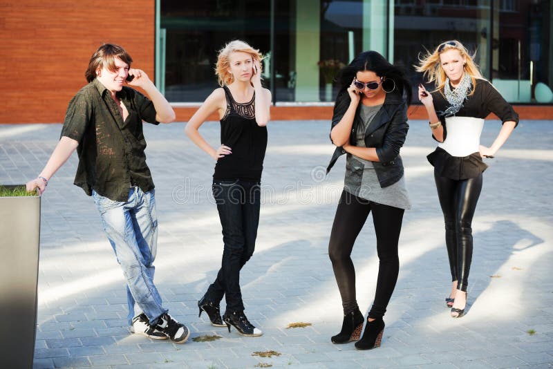 Young People Calling on the Phones Stock Photo - Image of city, cool ...