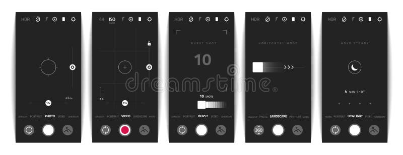 Phone Camera. Video and Photo Mobile Application UI with Landscape ...