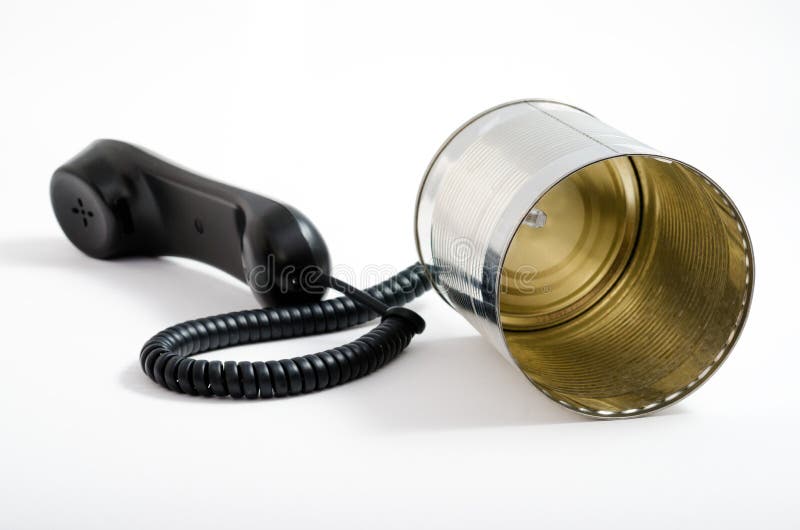 Phone and can stock image. Image of listening, telecommunications ...