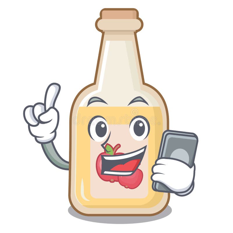 With Phone Cartoon Apple Cider in a Glass Stock Vector - Illustration ...