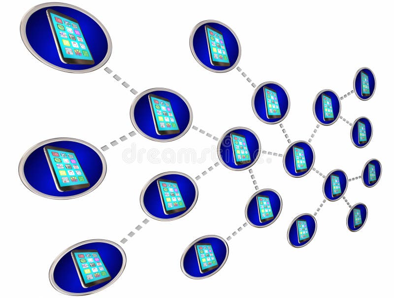 Connected Smart Phones Cell Phone Communication Stock Illustration ...