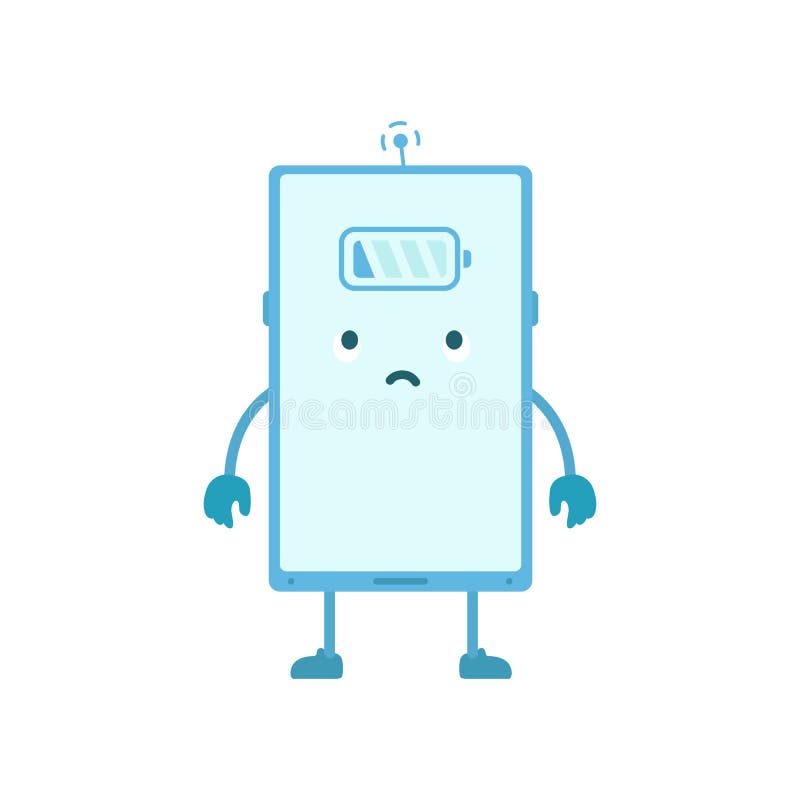 Phone Character. Battery Has Run Out. Vector Illustration. Stock Vector ...