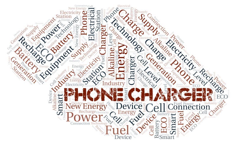 Phone Charger Typography Word Cloud Create with the Text only. Stock ...