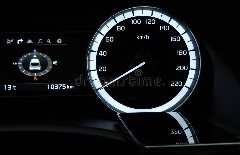 Speedometer on Car Dashboard Closeup Stock Photo - Image of kilometer ...