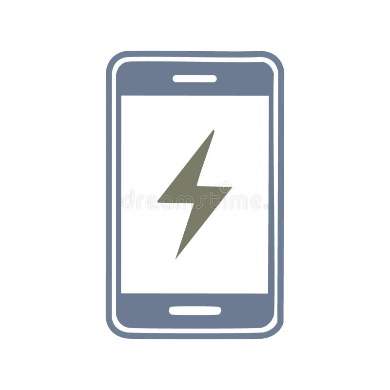 Phone Charging Icon. Smartphone with Lightning Bolt Icon, Representing ...