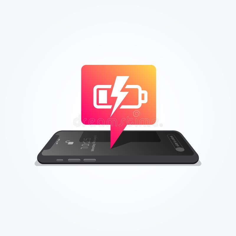 Phone Charging Low Battery Tag Icon Stock Vector - Illustration of ...