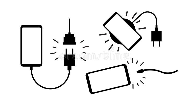 Phone Charging with a Plug. Connection and Illustration. Wire, Cable of ...