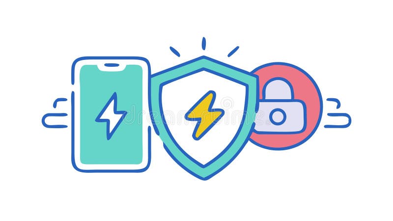 Phone Charging Protection, Secure Device Power, Vector Design ...