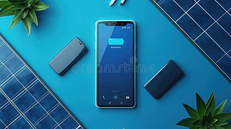 Phone Charging with Solar Power Stock Illustration - Illustration of ...