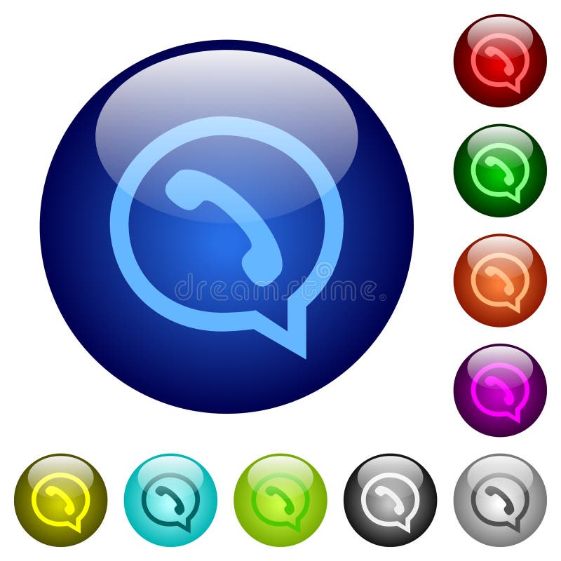 Phone in Chat Bubble Outline Color Glass Buttons Stock Vector ...