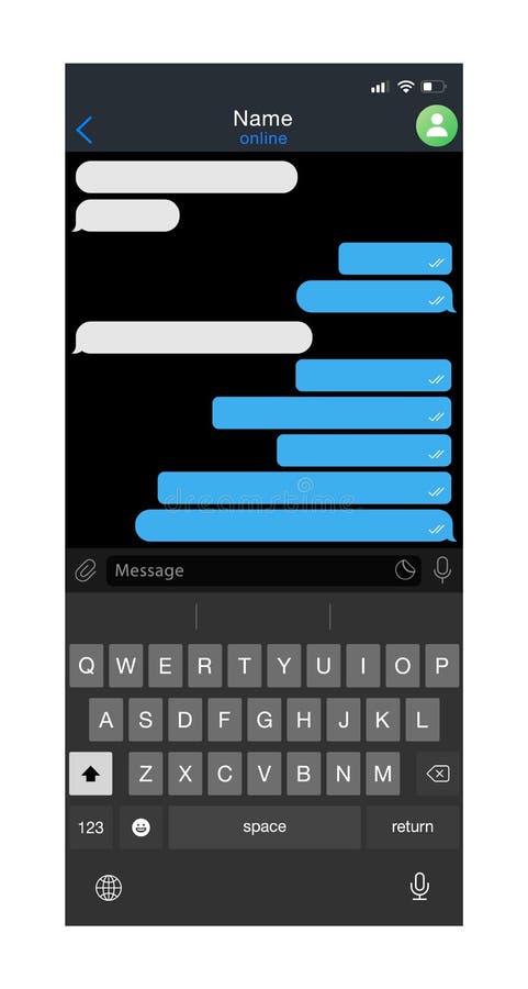 Phone Chat with Messages and Mobile Keyboard on Screen for Text ...