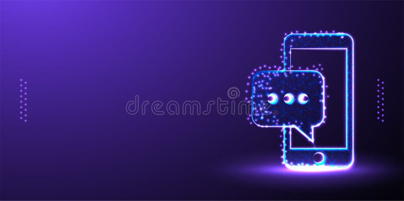 Phone, Chat Polygonal Low Poly Wireframe Background Vector Illustration ...