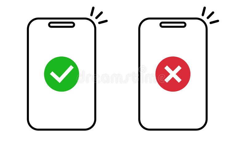 Phone with a Check Mark and Cross Mark Icon. Flat Icons for Web and ...