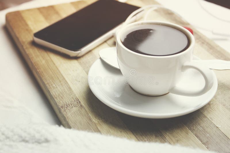 Phone and coffee stock photo. Image of person, headphones - 67061604