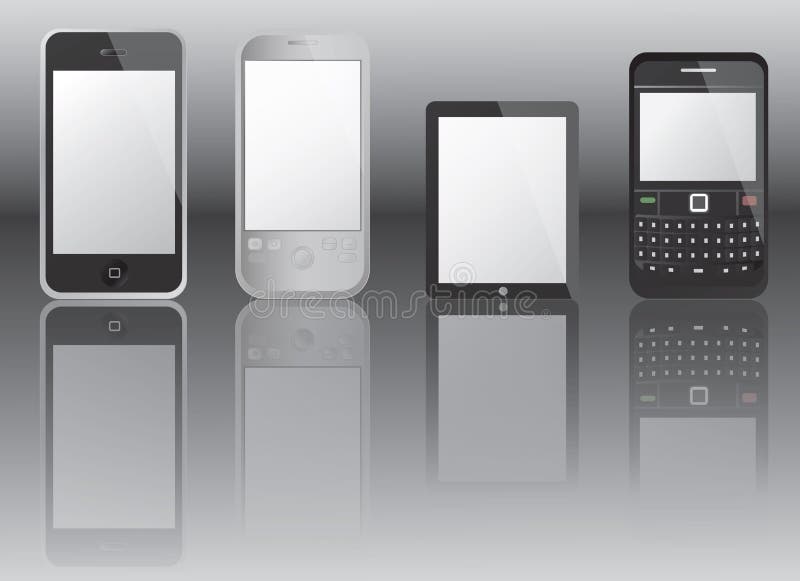 Three Types of Phones in Two and Three Dimensions Stock Vector ...