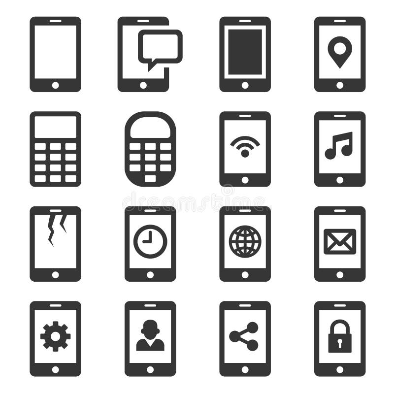 Phone and Communication Icon Set. Vector Stock Vector - Illustration of ...